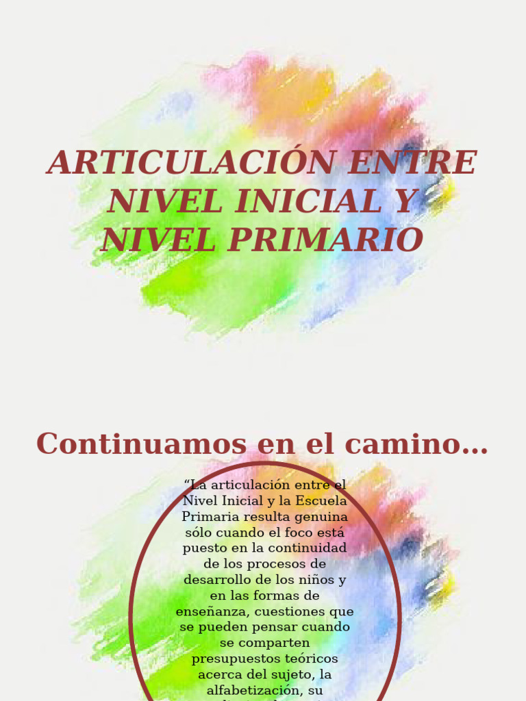 Articulación Entre Nivel Inicial y Nivel Primario | PDF | Educación de la primera infancia ...