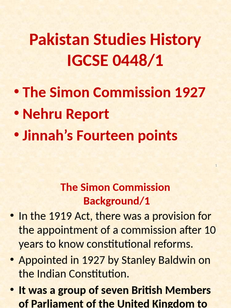 Simon Commission - 14 Points | PDF | Muhammad Ali Jinnah | Government