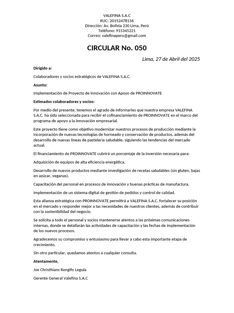 Informe Circular | PDF