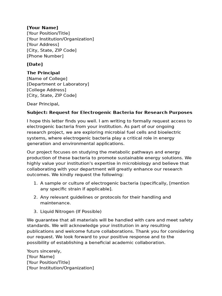 Letter For Electrogenic Bacteria | PDF