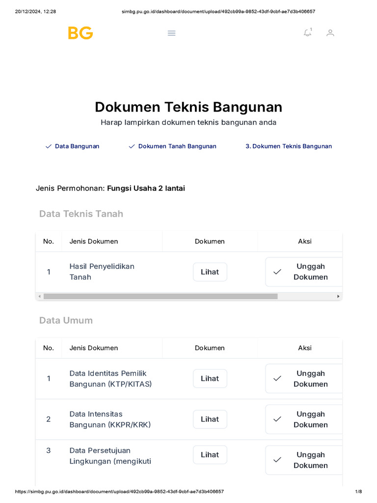 Form Dokumen Upload PBG | PDF