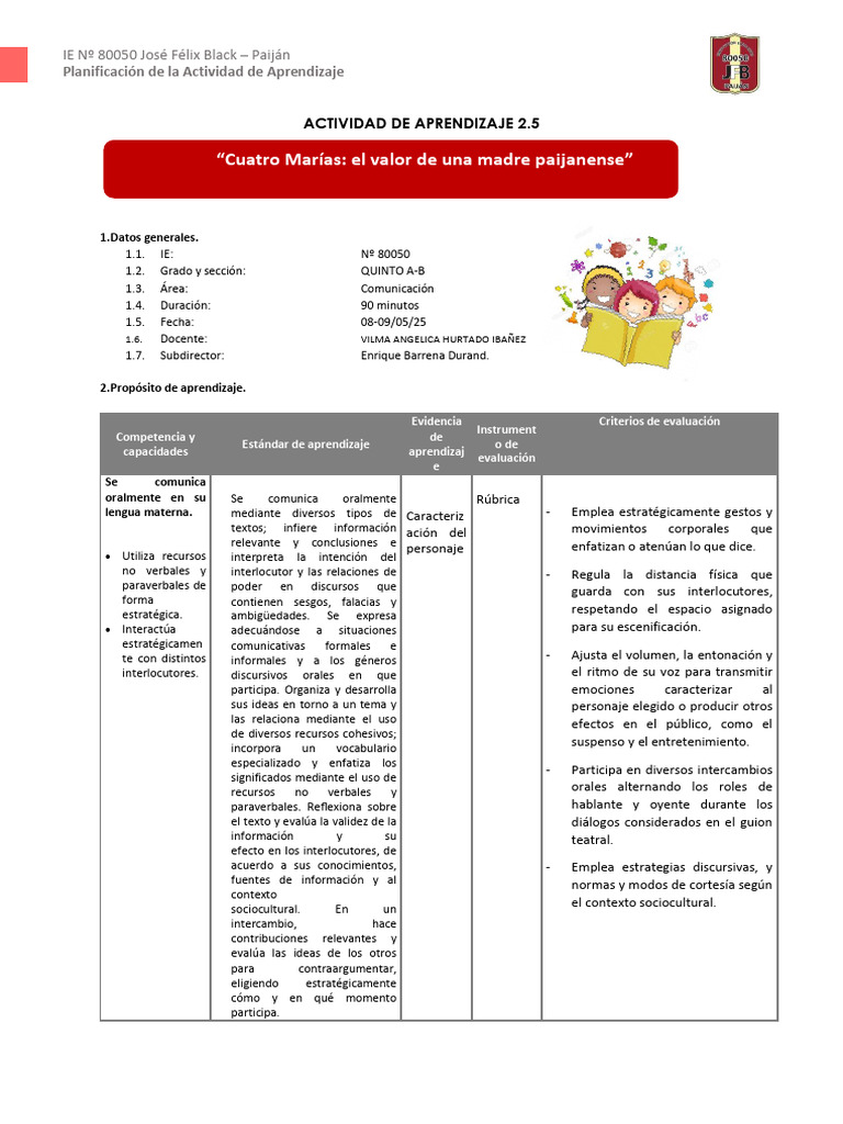 ADA2.5 EDA2 COM VHURTADO 5toa B | PDF | Aprendizaje | Comunicación