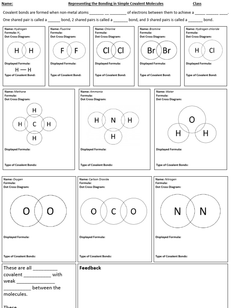 Drawing Covalent Bonds Worksheet | PDF | Covalent Bond | Chemical Bond