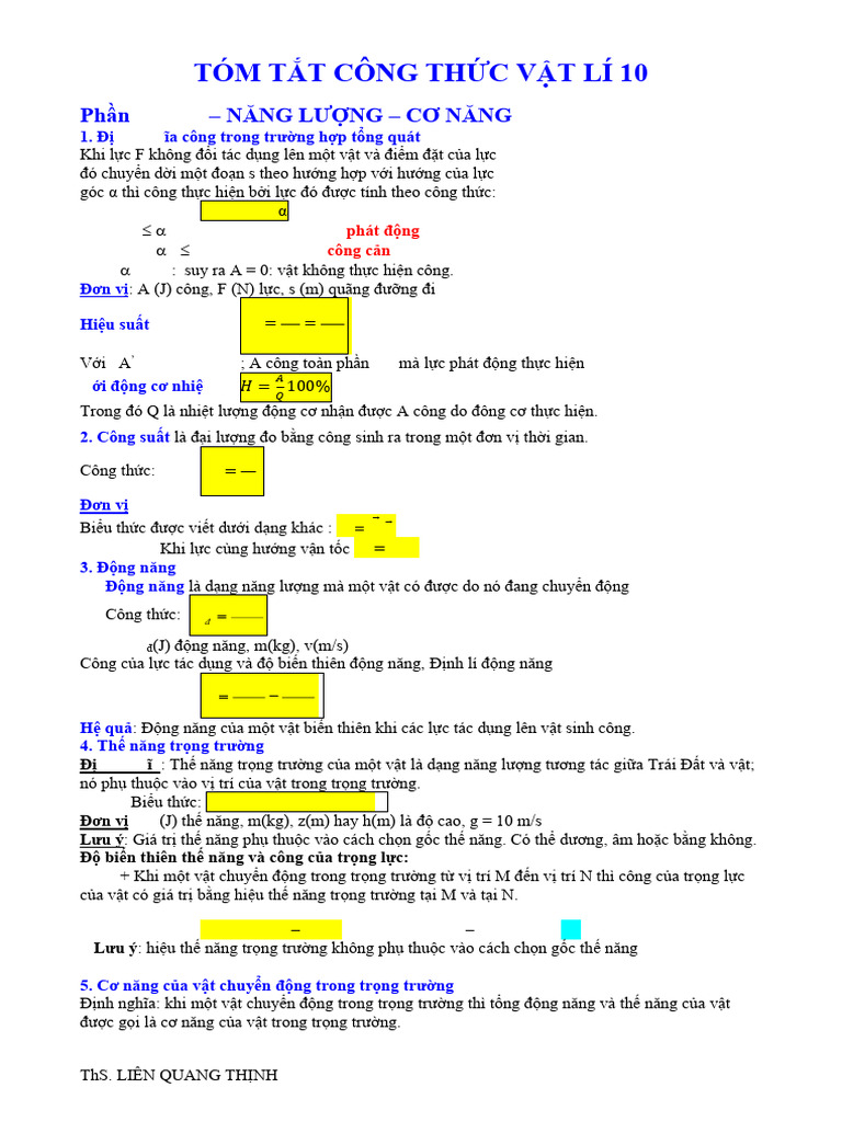 TT Tom Tat Cong Thuc Vat Li 10 KNTT | PDF