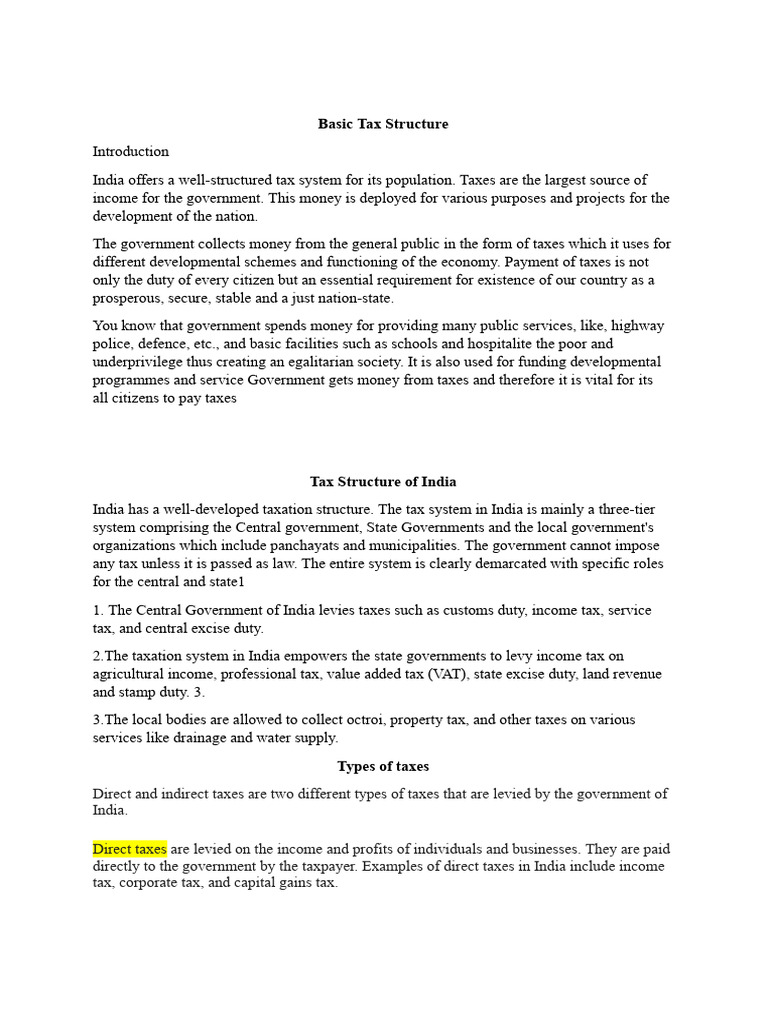 Basic Tax Structure | PDF | Taxes | Indirect Tax