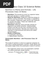 Class 10 Nutrition Study Notes | PDF