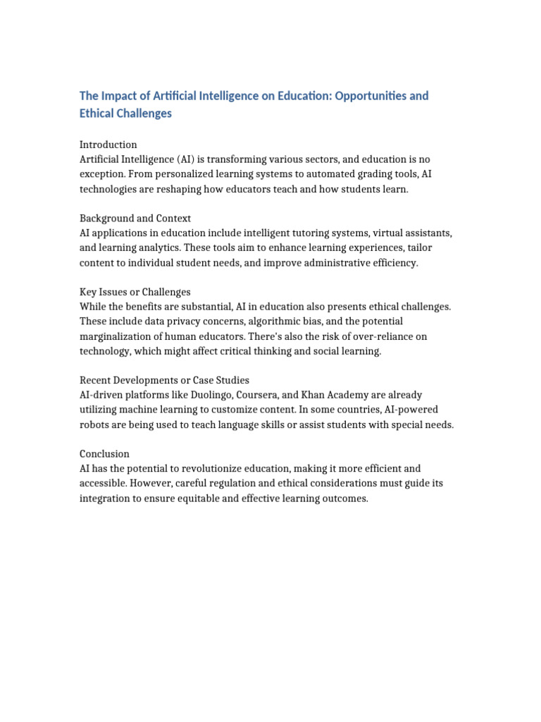 AI in Education Research Paper | PDF