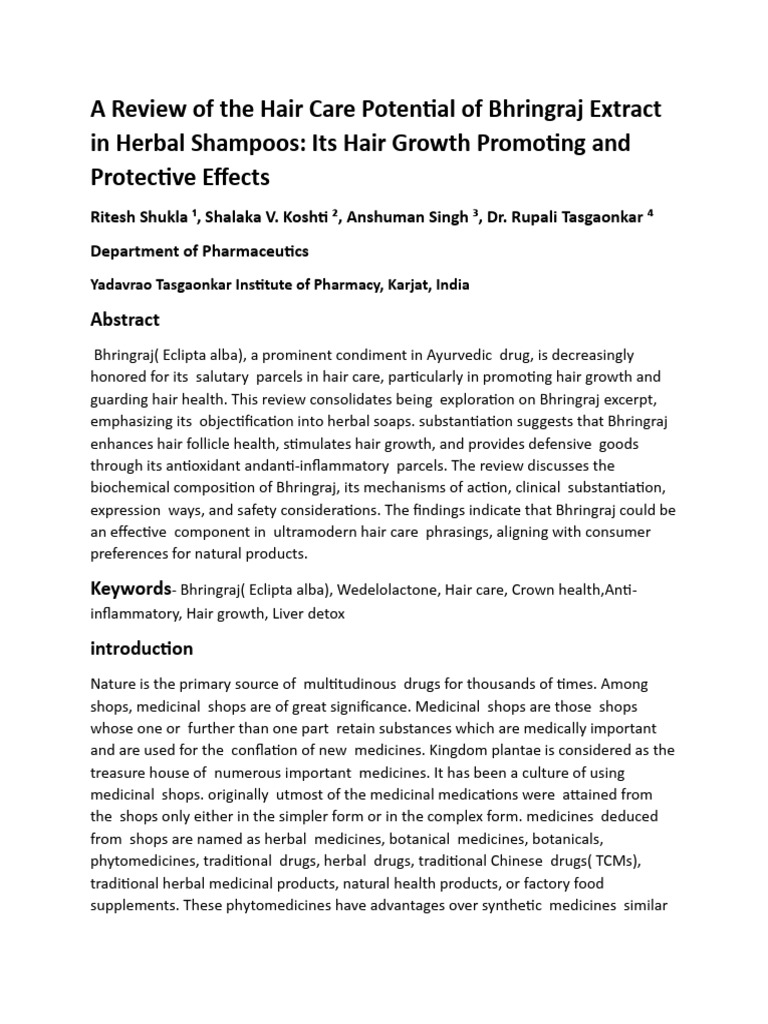 Bhringraj: Benefits for Hair Growth | PDF | Hair Loss | Hair