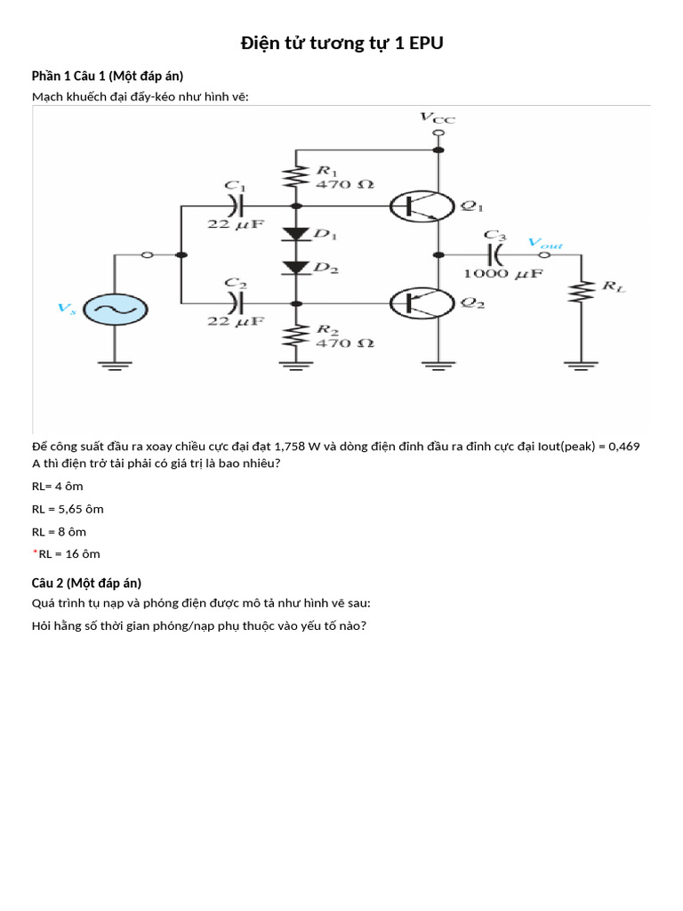 Điện tử tương tự 1 EPU PDF | PDF