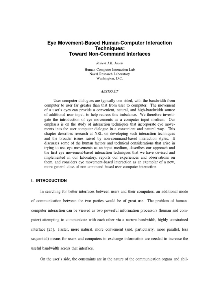 Eye Movement-Based Human-Computer Interaction Techniques: Toward Non-Command Interfaces | PDF ...