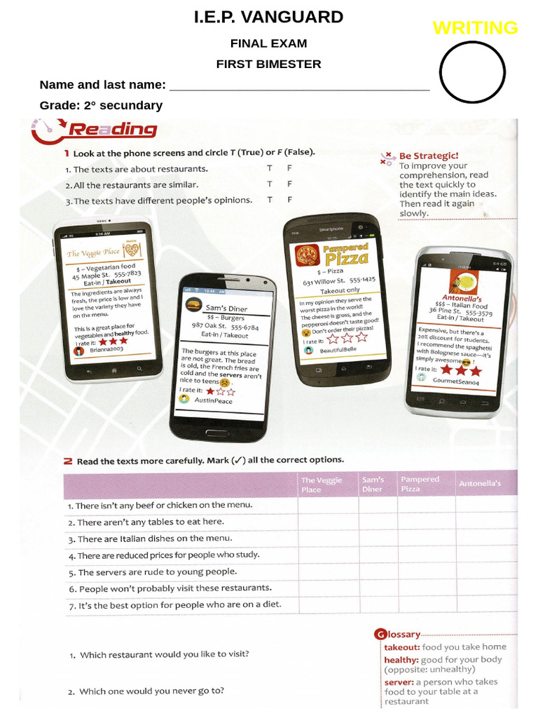 EXAMEN 1 Bimestral 2 Segundo Sec | PDF