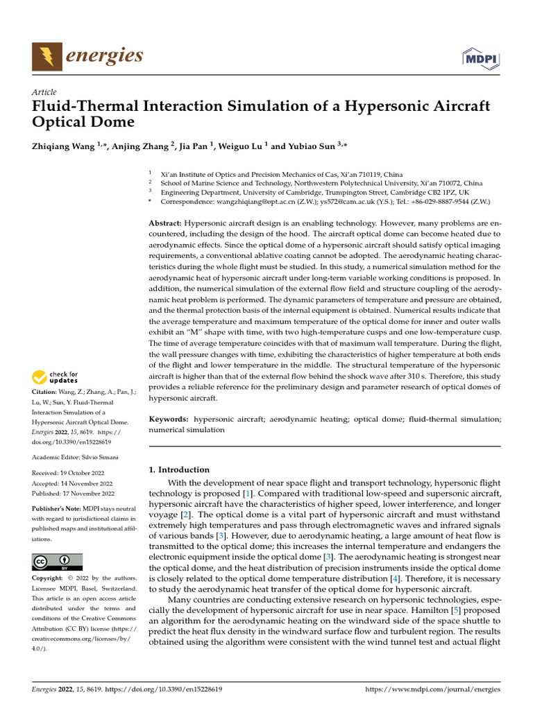 Hypersonic Aircraft Optical Dome Simulation | PDF | Fluid Dynamics ...