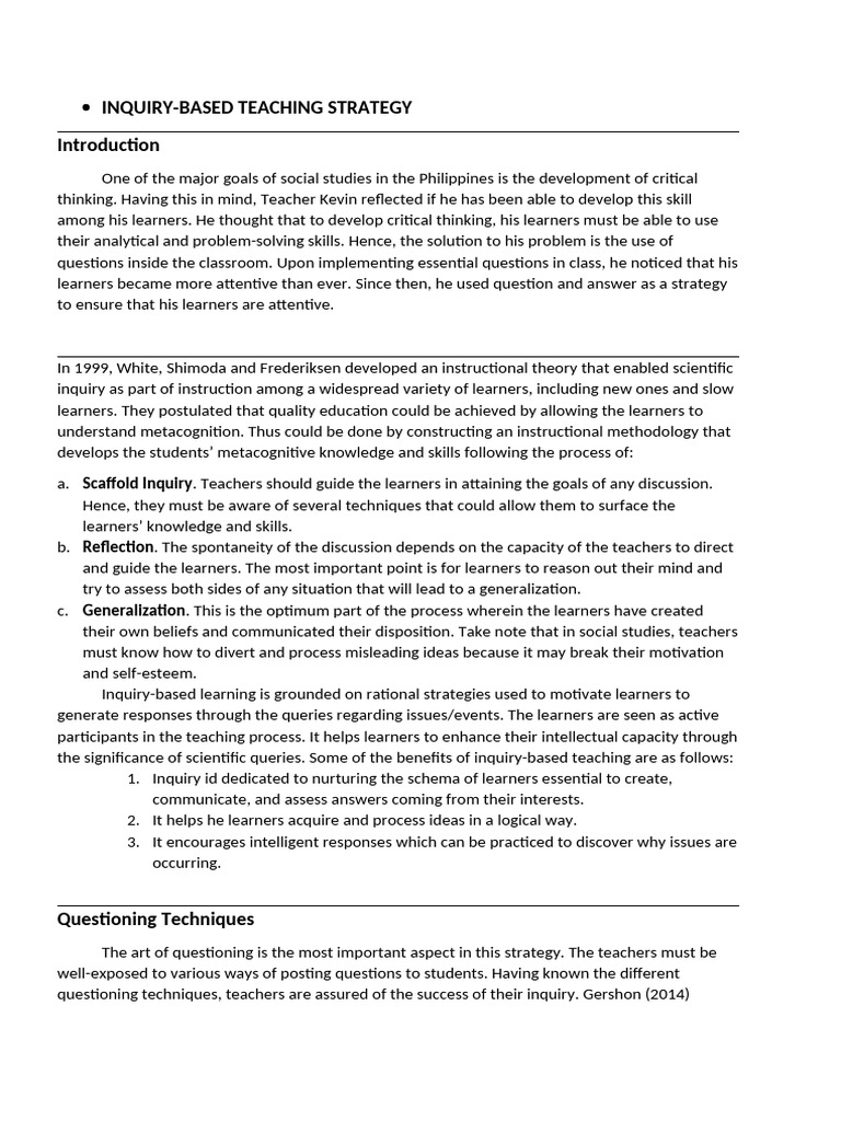 3k Inquiry Based Teaching Start | PDF | Inquiry Based Learning | Learning