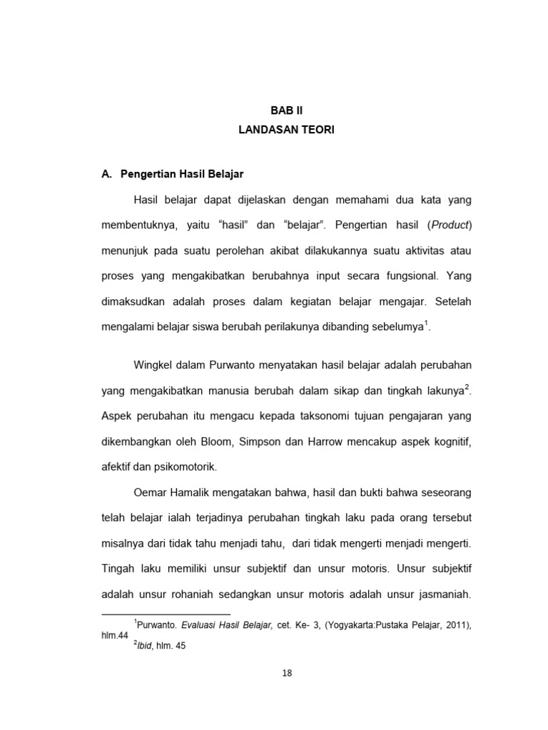 Bab Ii Landasan Teori: Membentuknya, Yaitu "Hasil" Dan "Belajar". Pengertian Hasil ( | PDF