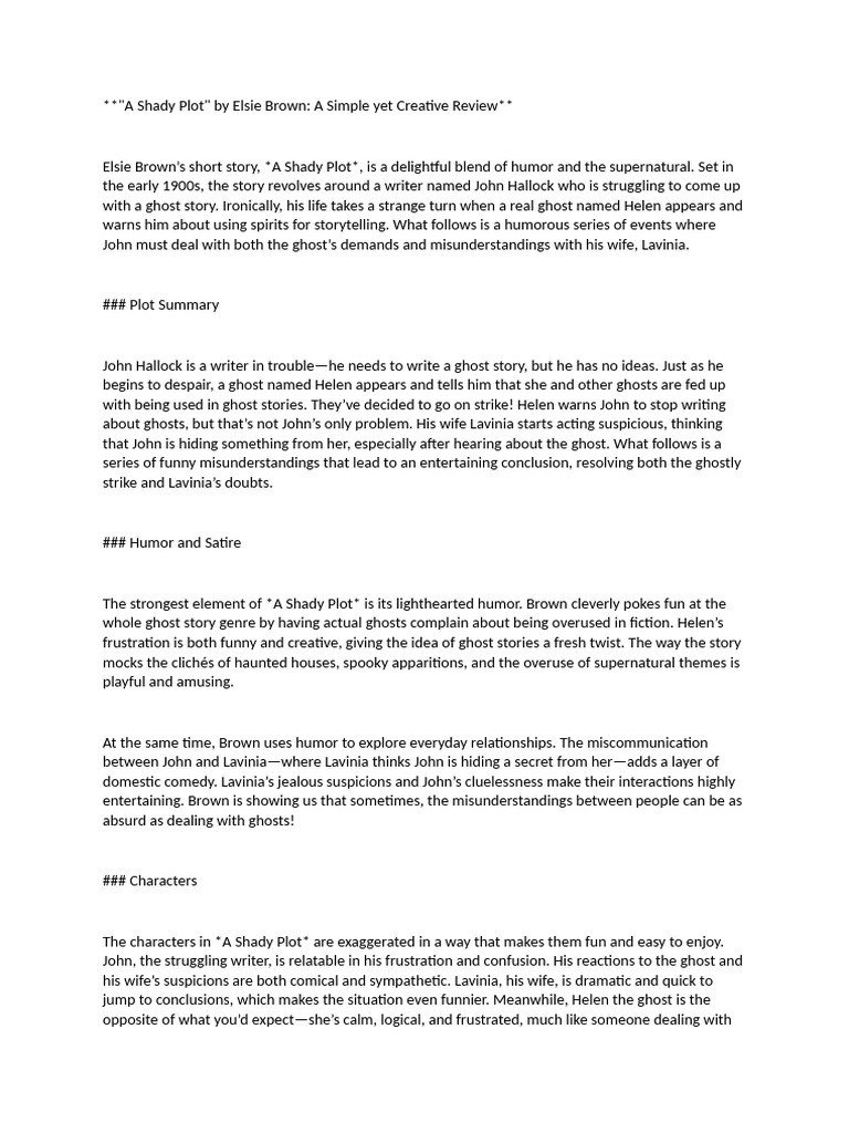 A Shady Plot Content For | PDF | Ghost Stories | Ghosts