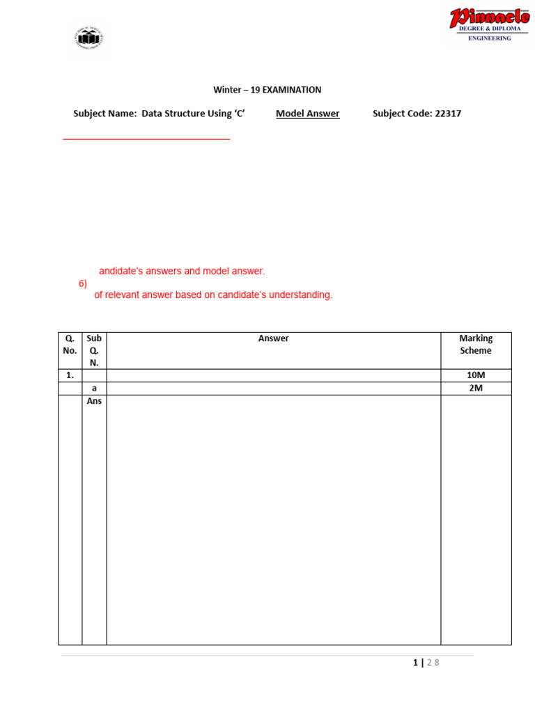 DSU 2019 Winter Model Answer Paper | PDF | Queue (Abstract Data Type) | Computing