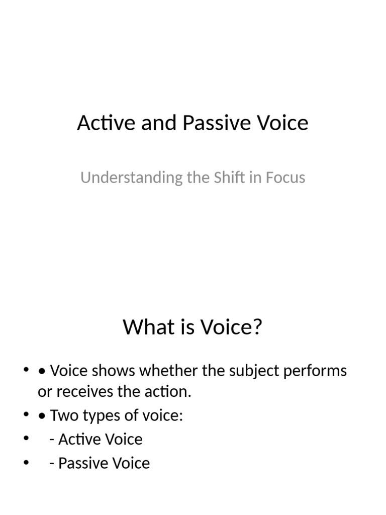 Active Passive Voice Presentation | PDF
