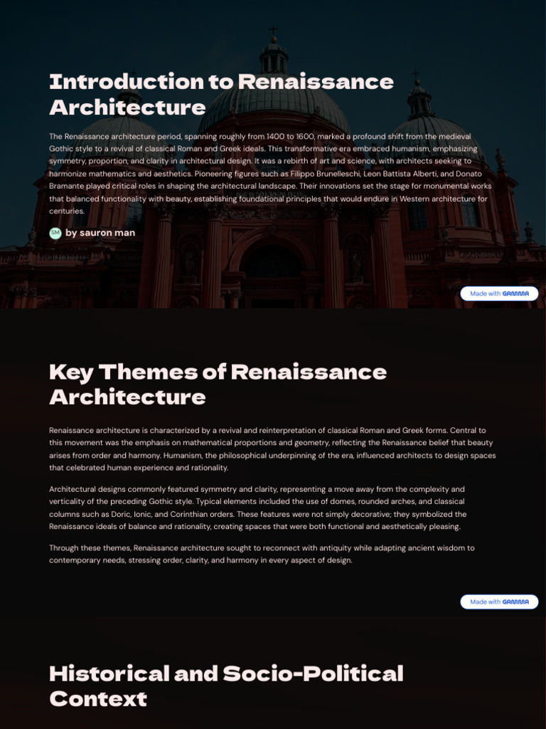 Introduction To Renaissance Architecture | PDF | Renaissance | Dome