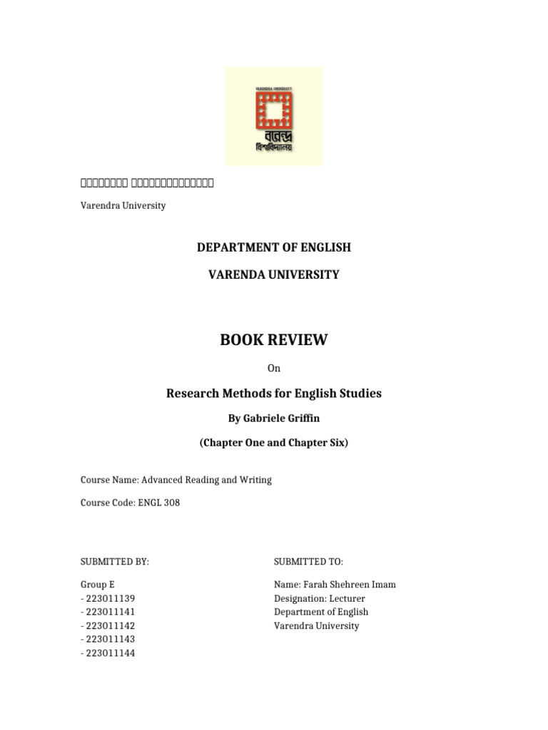 Varendra University Cover Page With Logo | PDF