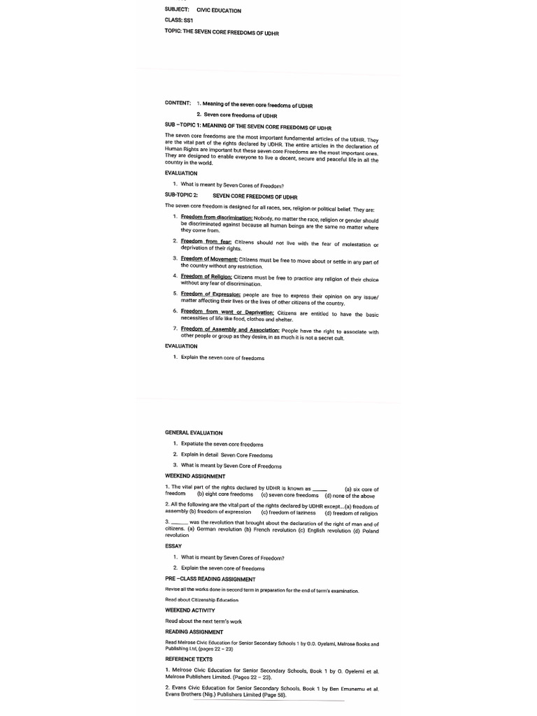 8437 - Seven Core Freedom of UDHR | PDF