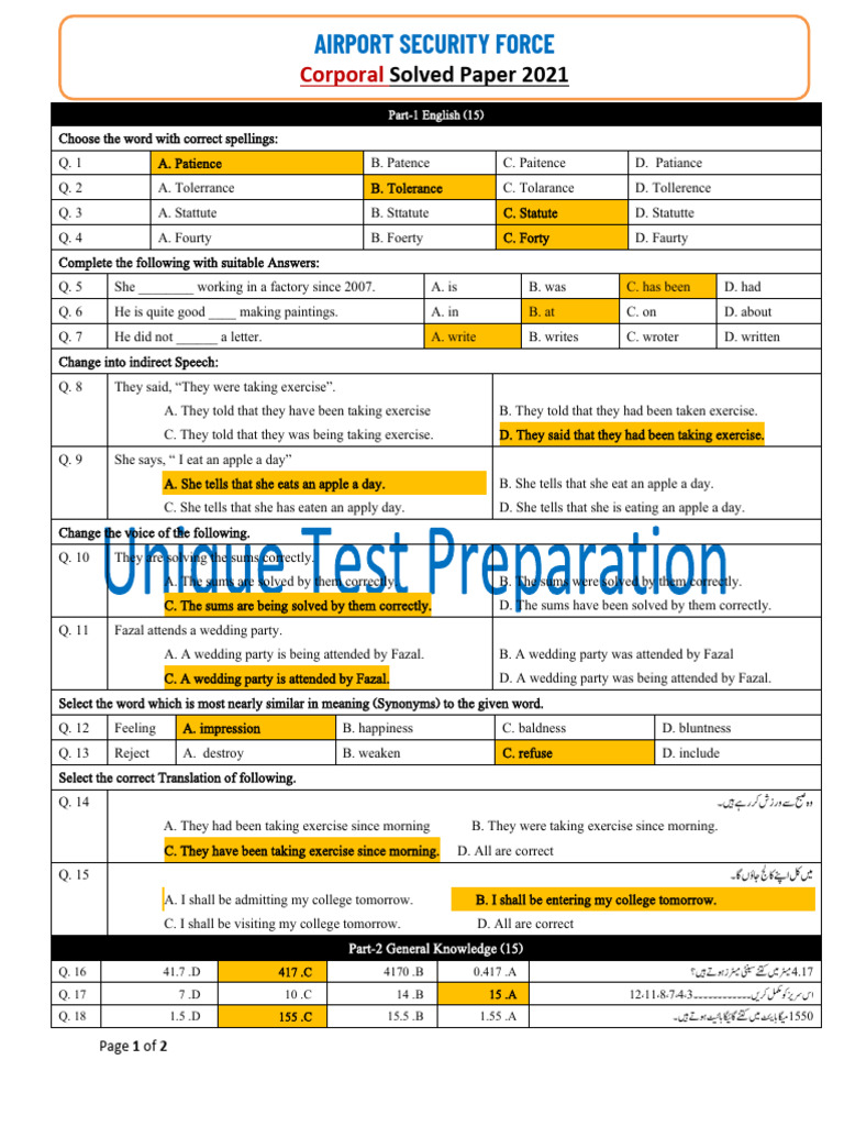 ASF Corporal Solved Paper 2021 | PDF