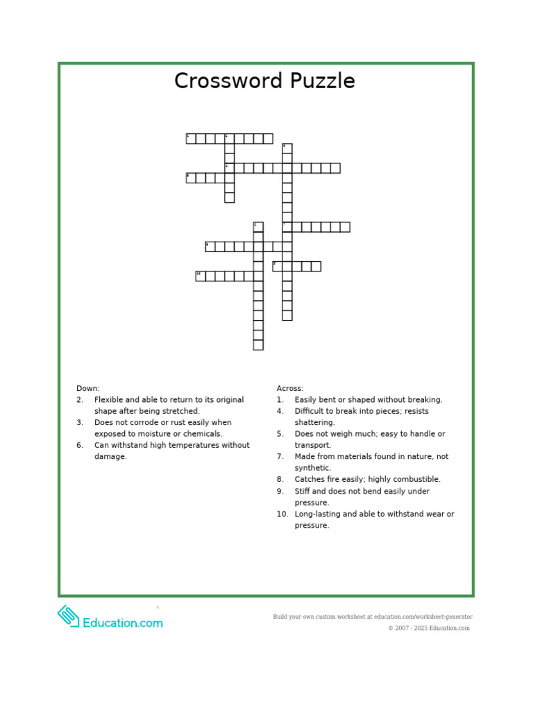 Worksheet Crosspuzzle | PDF