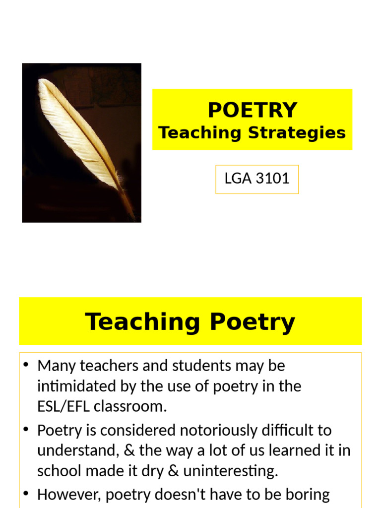 POETRY - Teaching Strategies | PDF | Poetry