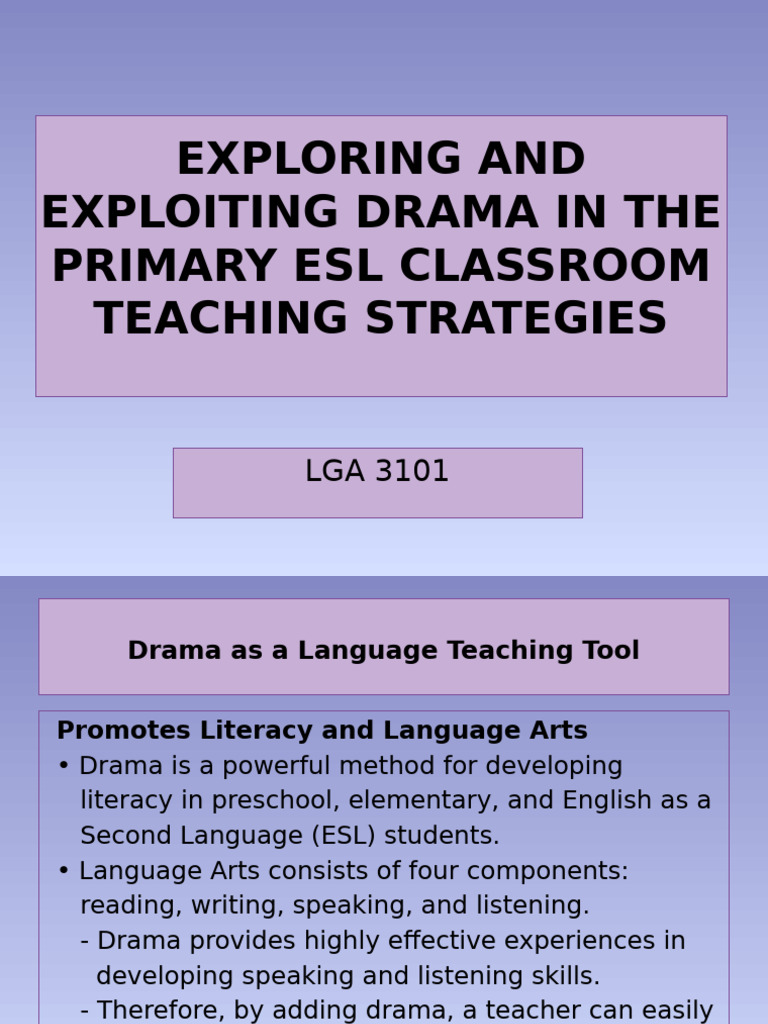 Drama in Primary ESL Education | PDF