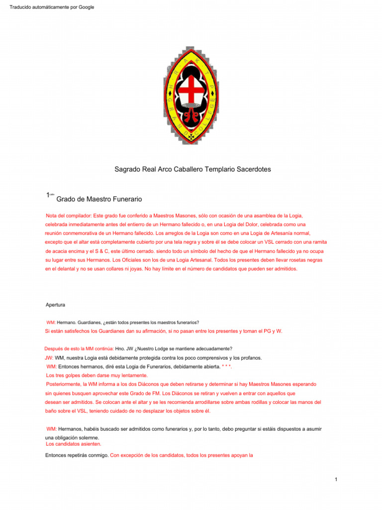 Holy Royal Arch Knight Templar Priests (1) (2) Español | PDF ...