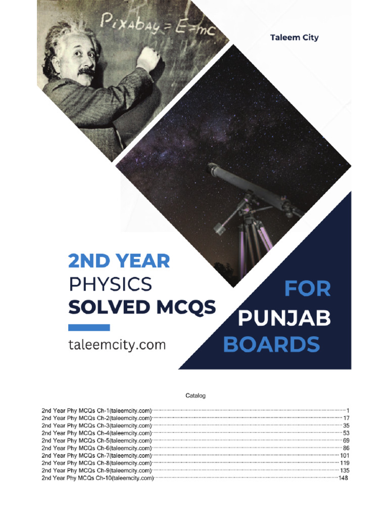 2nd Year Physics MCQs Solved Ticked | PDF