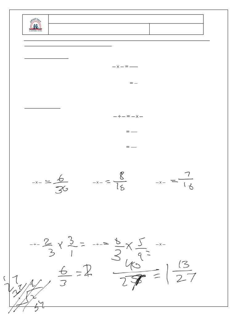 Multiplying and Dividing Fractions Worksheet2 | PDF | Division (Mathematics) | Mathematical Concepts