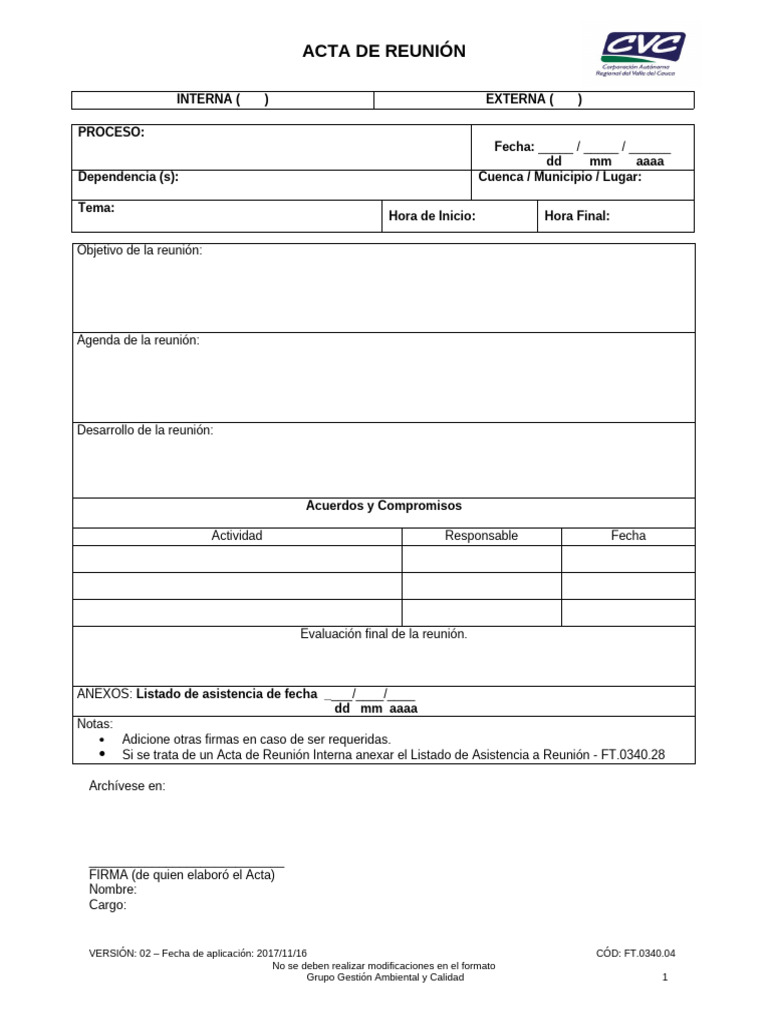 Formato Acta Ejemplo | PDF