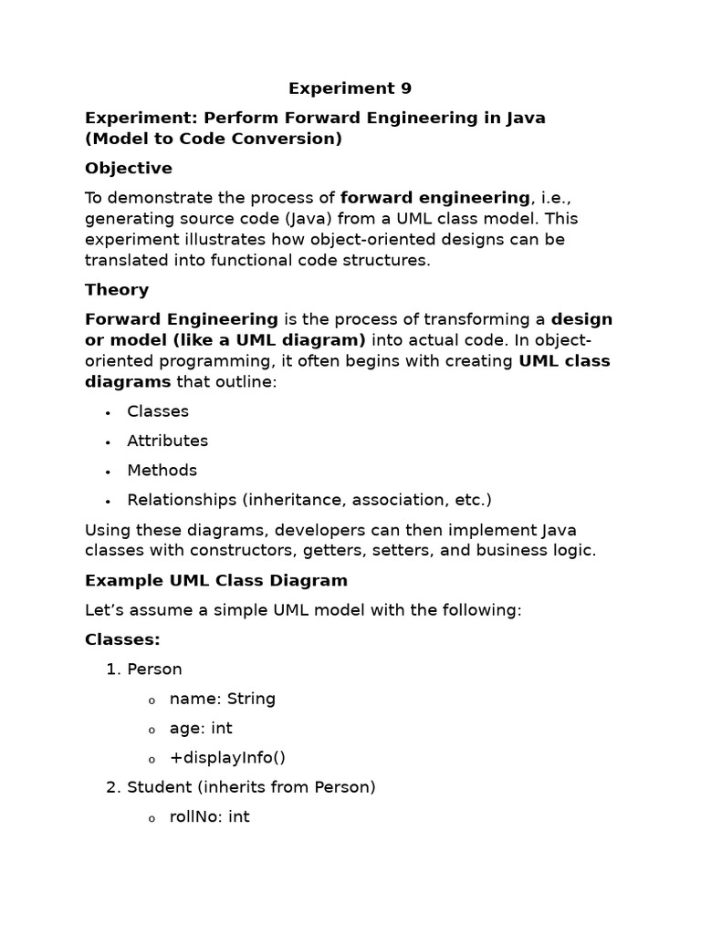 Software Engineering Exp9 | PDF | Class (Computer Programming) | Inheritance (Object Oriented ...