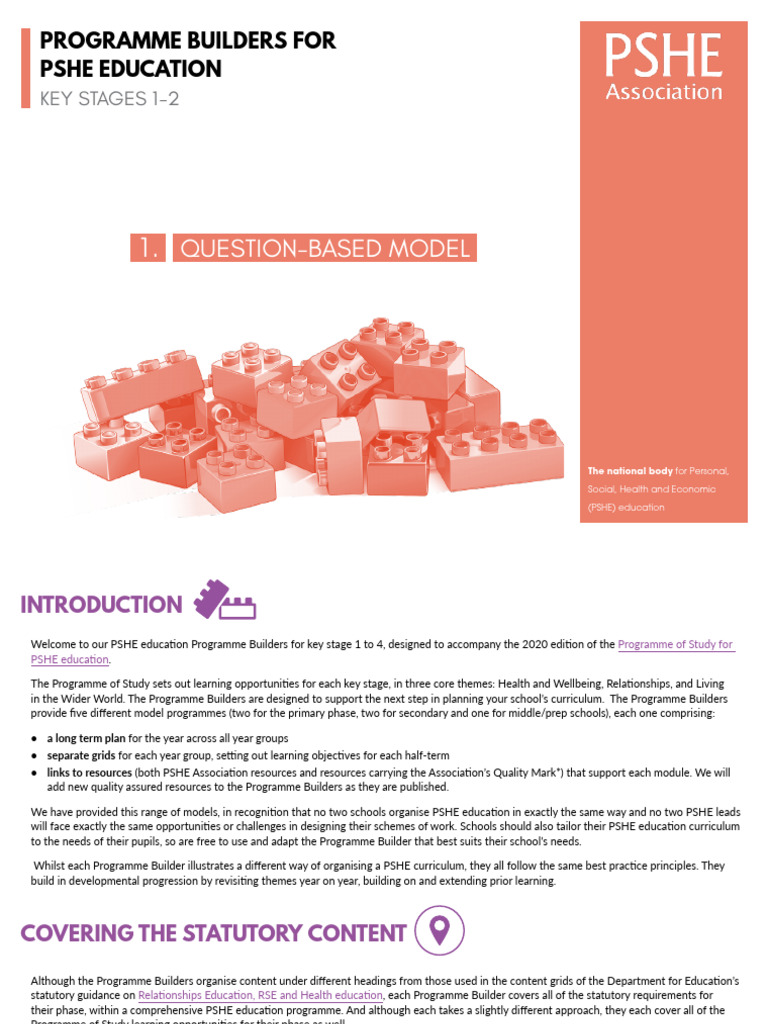 PSHE Assoc Primary Programme Builder - Questions Model | PDF