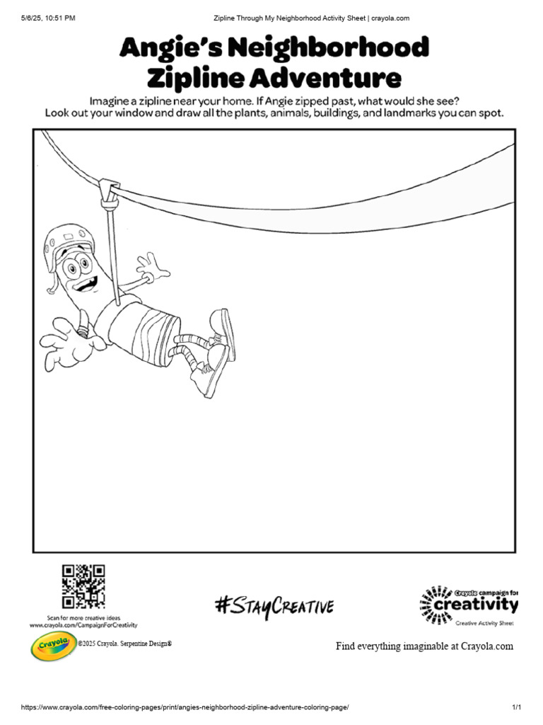 Zipline Through My Neighborhood Activity Sheet | PDF