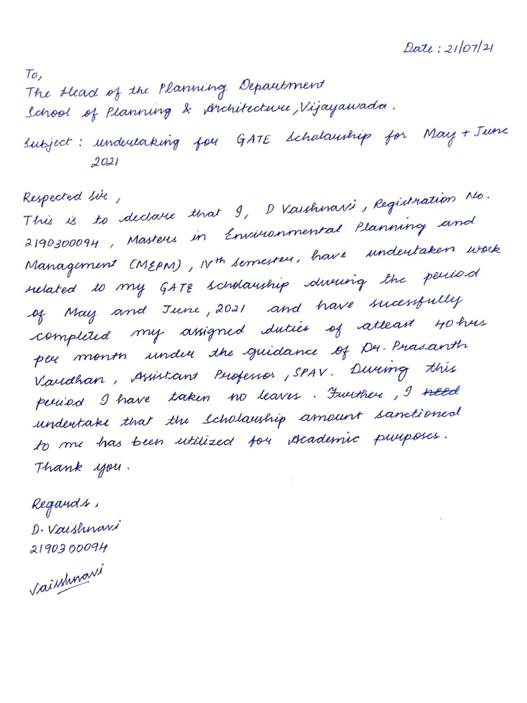 Gate Undertaking Vaishnavi | PDF