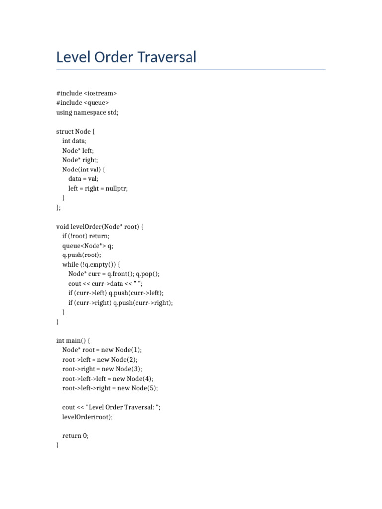 Level Order Traversal | PDF