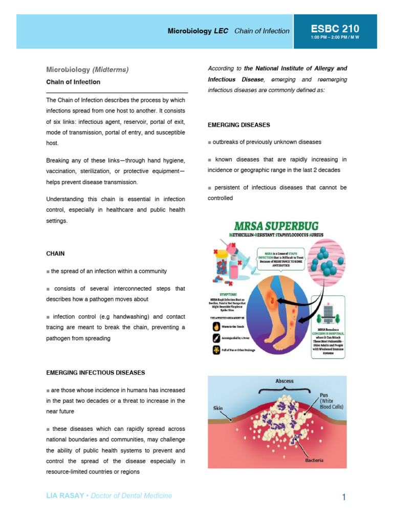 Micro Lec - Chain of Infection | PDF | Infection | Epidemics