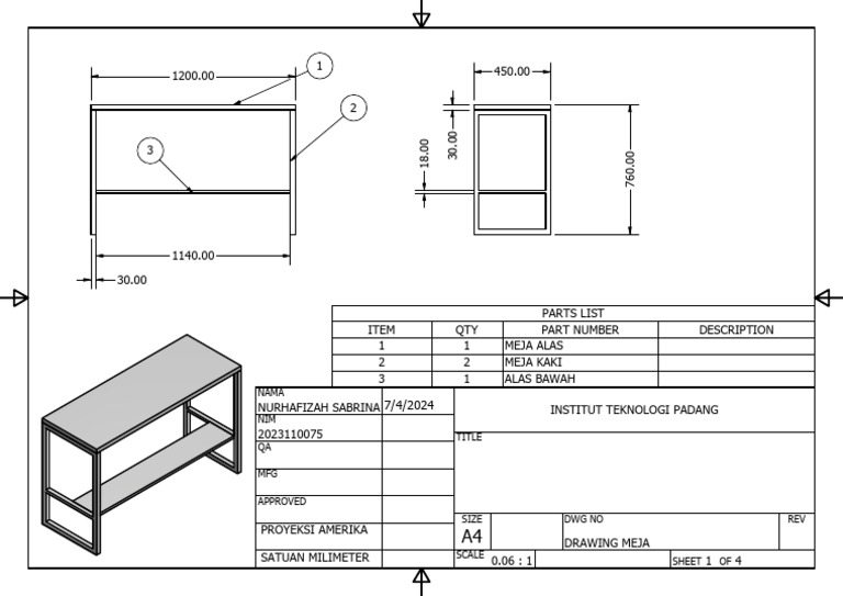 Assembly1 MEJA DRAWING PDF | PDF