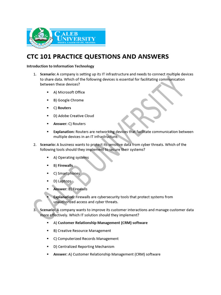 Introduction To Information Technology (Questions and Answers) Part A ...