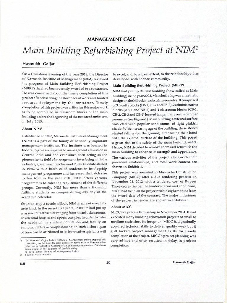 Main Building Refurbishing Project at NIM' | PDF
