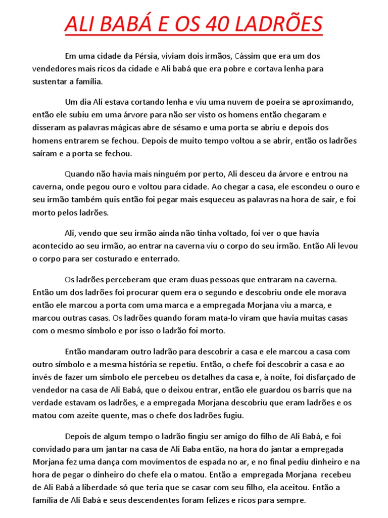 Ali Babá e Os 40 Ladrões | PDF