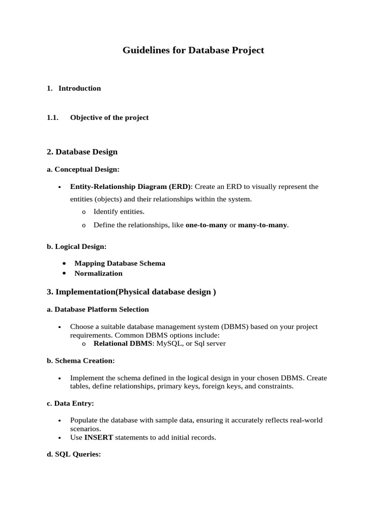 Database Project Guidelines and Key | PDF | Databases | Database Design