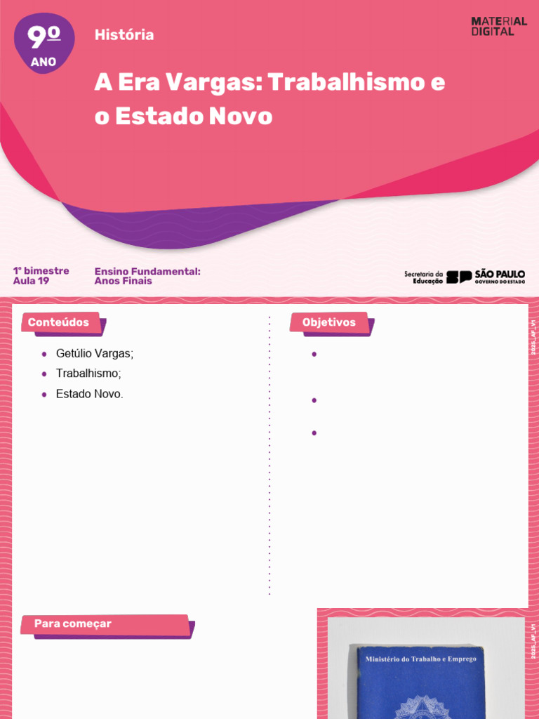 Aula 19 - A Era Vargas - Trabalhismo e o Estado Novo | PDF | Ciência ...