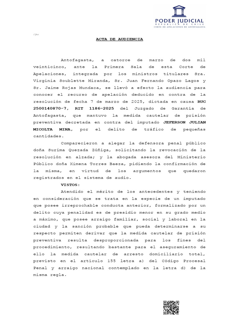 ICA Antof 184-2025 revoca pp sordomudo | PDF | Mandato | Ley Pública