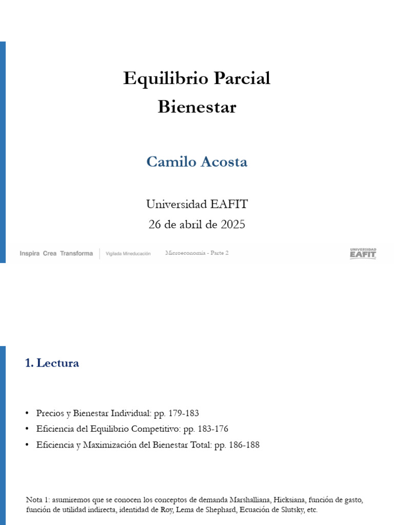 Equilibrio Parcial 3 - Bienestar | PDF | Microeconomía | Precios