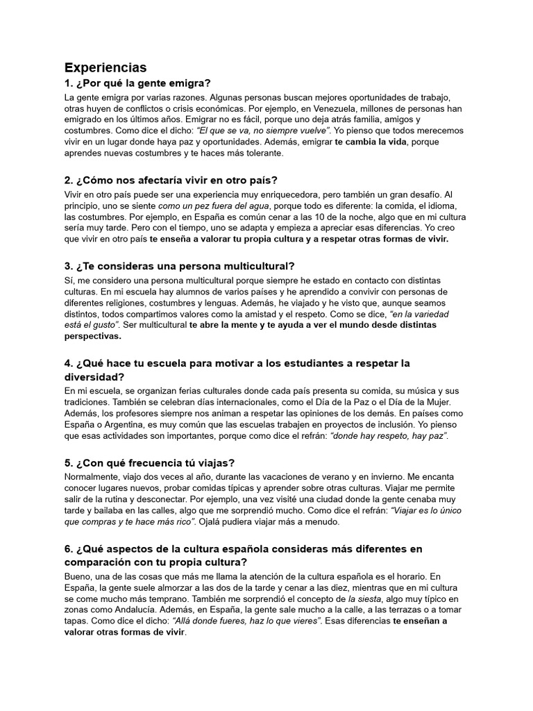 Experiencias | PDF | Multiculturalismo