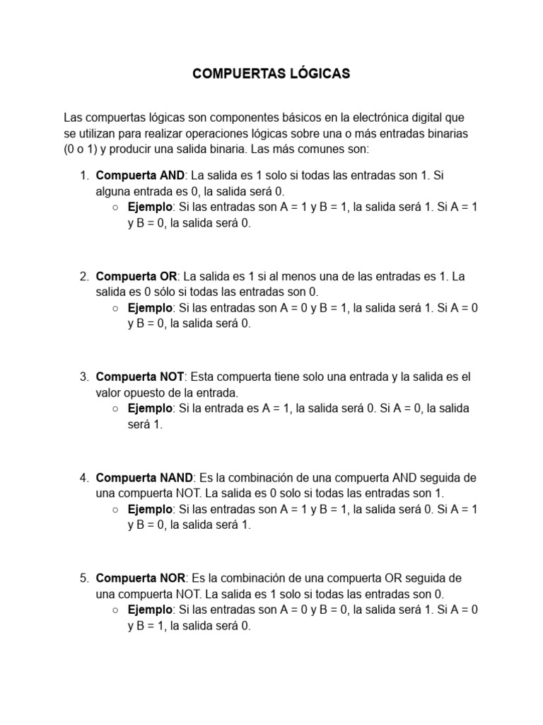 Compuertas Lógicas | PDF | Puerta lógica | Cambiar