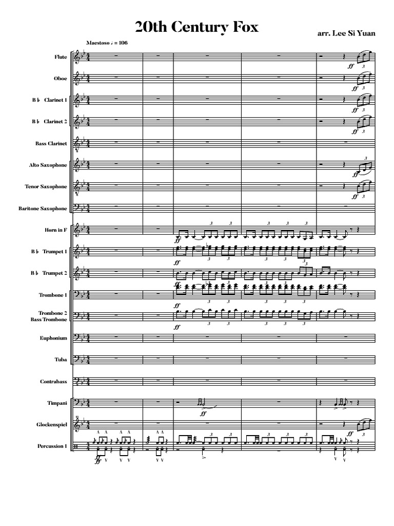20th Century Fox Arrangement for Band | PDF | Woodwind Instruments ...