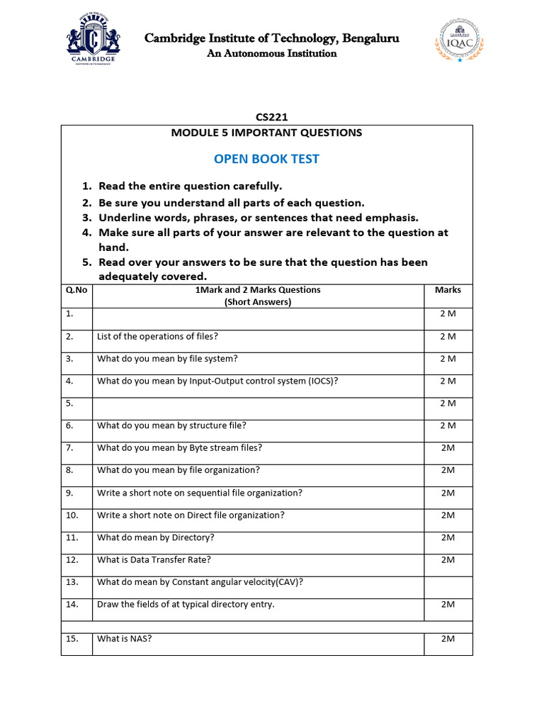 CS221 Unix Operating Systems Questions | PDF | Computer Architecture ...